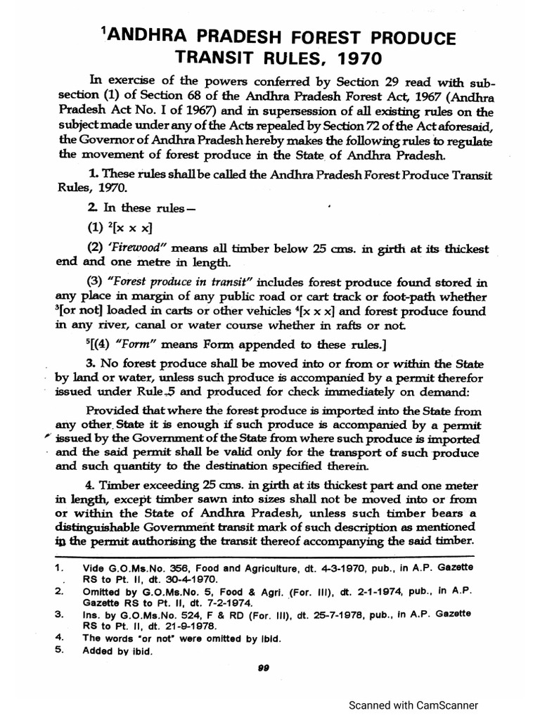 The Andhra Pradesh Forest Produce Transit Rules 1970 | PDF