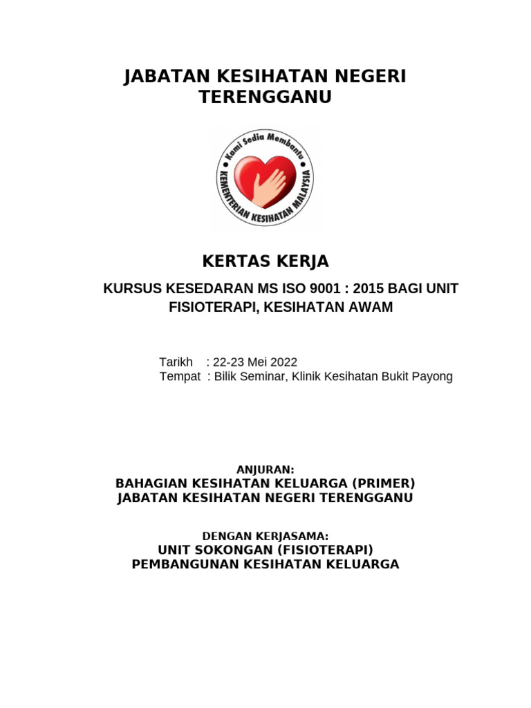 Kertas Kerja Kursus Kesedaran Iso | PDF