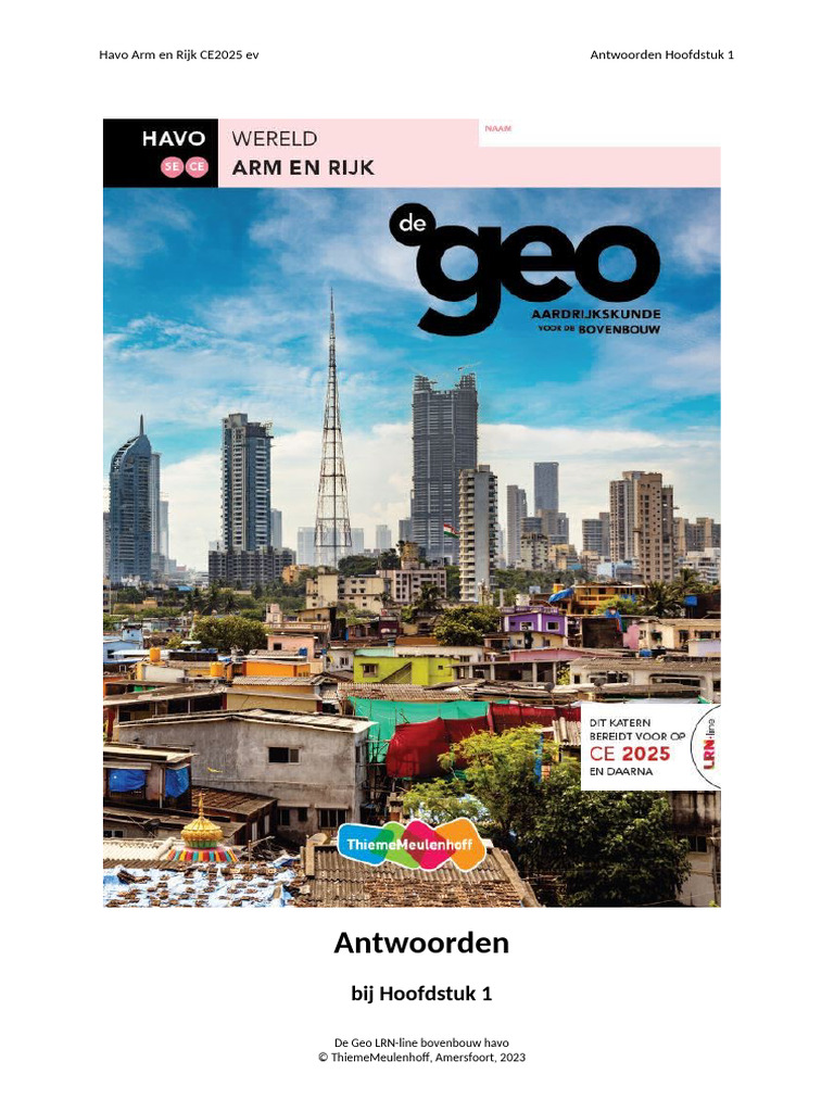 Havo Arm-En-Rijk CE2025-Ev H1 Antwoorden | PDF