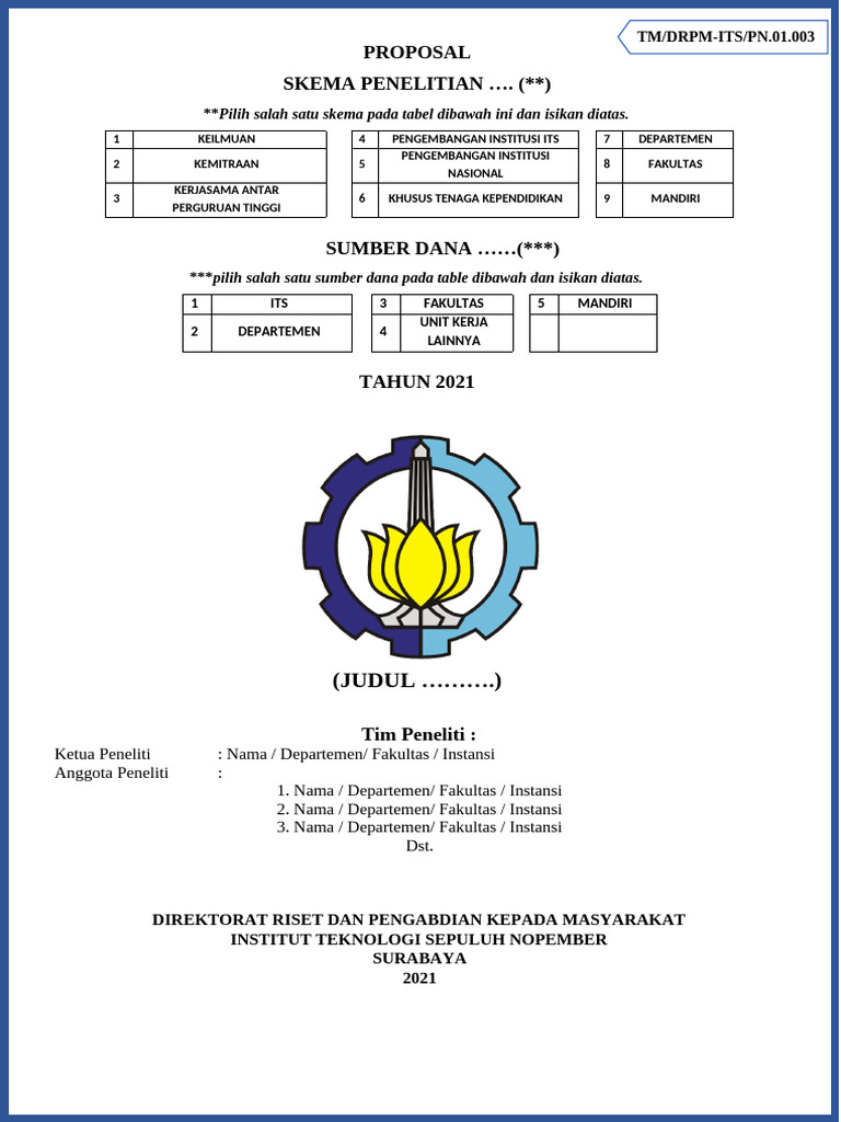 Template Proposal Non Konsorsium TM - DRPM ITS - PN .01.003 | PDF