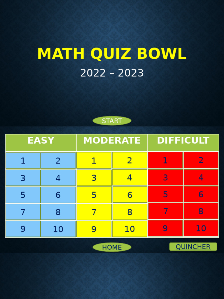 Math Quiz Bowl Questions 2022-2023 | PDF