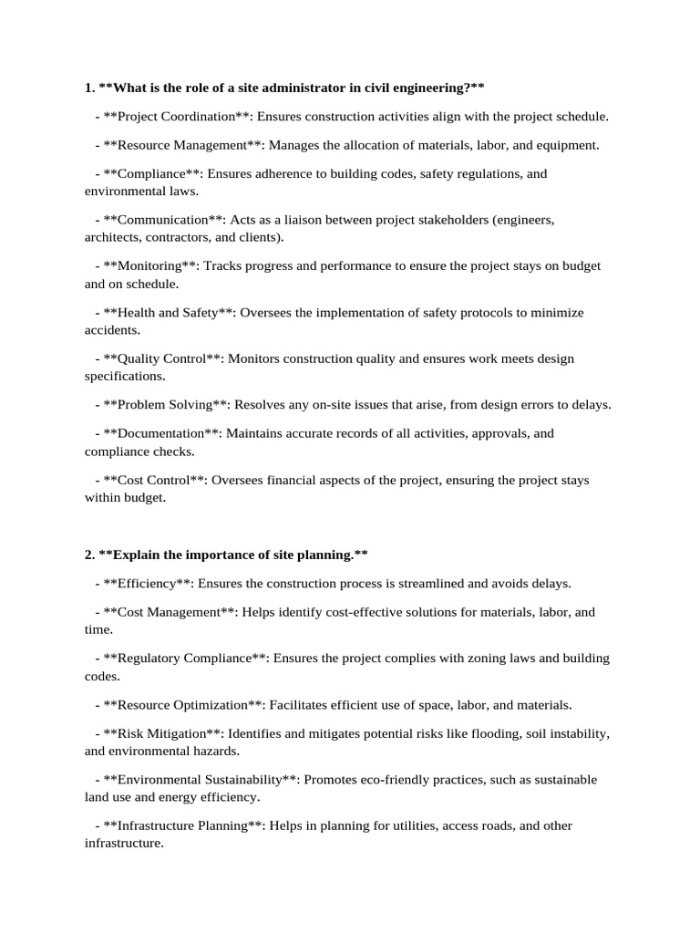 Site Admin Qns & Answers #Div9 | PDF | Surveying | Environmental Impact Assessment