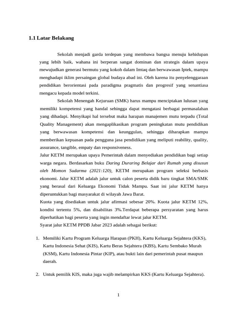 LATAR BELAKANG KETM | PDF