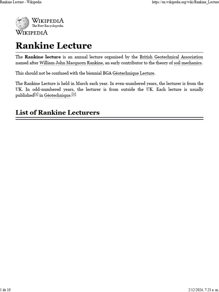 Annual Rankine Lecture Overview | PDF | Geotechnical Engineering ...