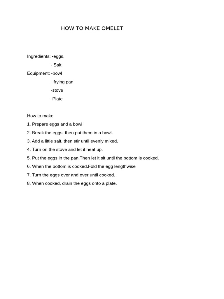 How To Make Omelet | PDF