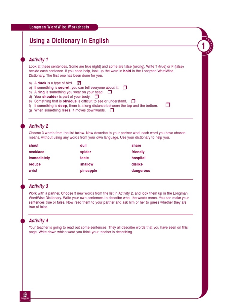 Wordwise 1 | PDF | Reading Comprehension | Learning