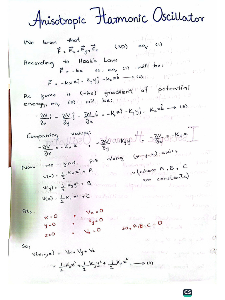 Anisotropic and Isotropic Harmonic Oscillator | PDF