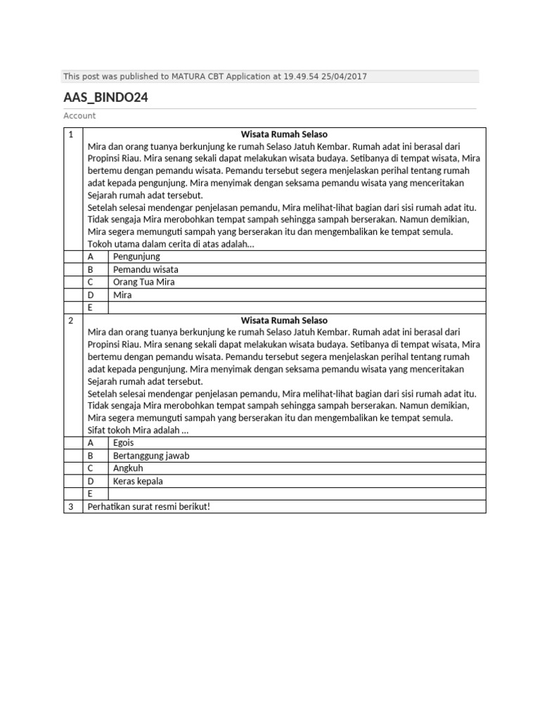 Master CBT Bindo Revisi | PDF