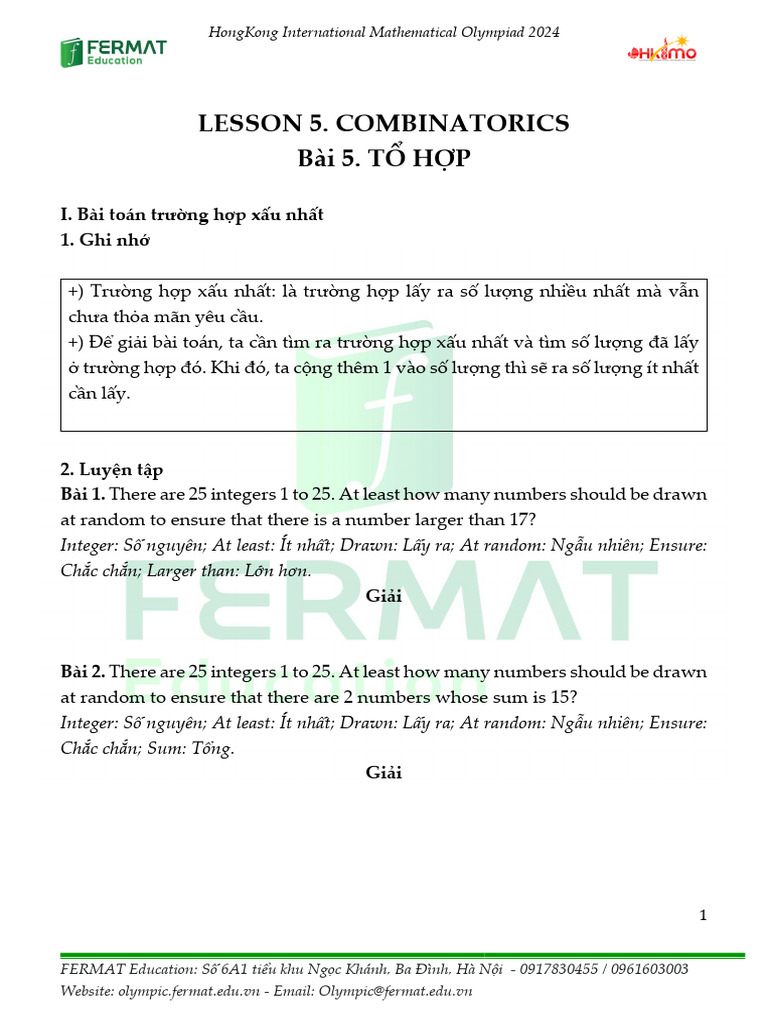 Lesson 5. VQG HKIMO Lớp 3 | PDF
