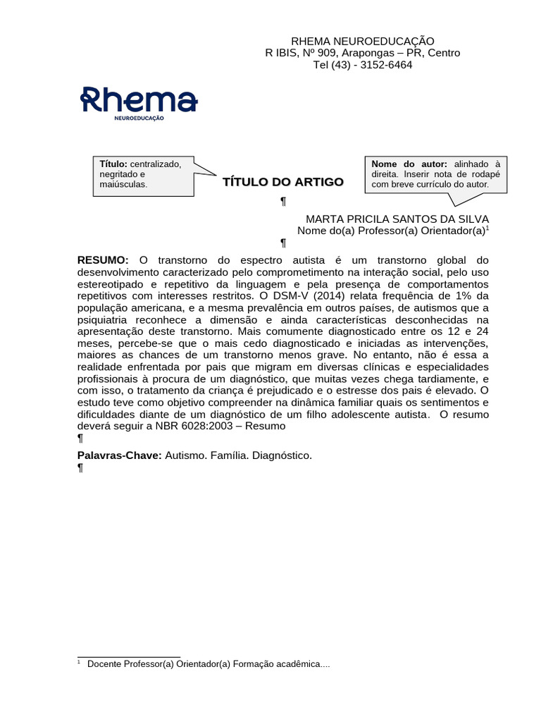 Dinâmica Familiar no Autismo Nível 2 | PDF | Espectro do autismo ...