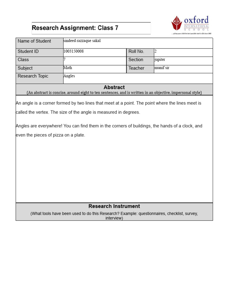 Research Assignment Class 7 Math | PDF | Triangle | Classical Geometry