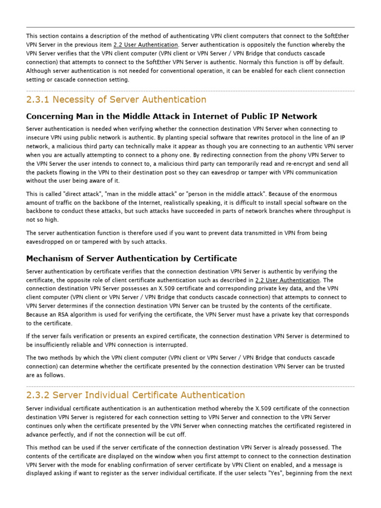 2.3 Server Authentication - SoftEther VPN Project | PDF | Public Key Certificate | Computer Network