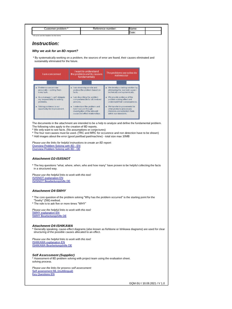 8D Report Guidelines for Problem Solving | PDF | Risk | Risk Assessment