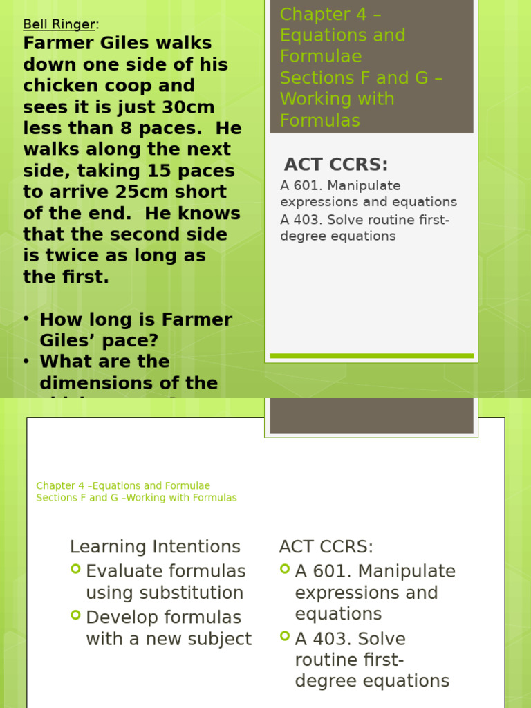 Working with Equations and Formulas | PDF