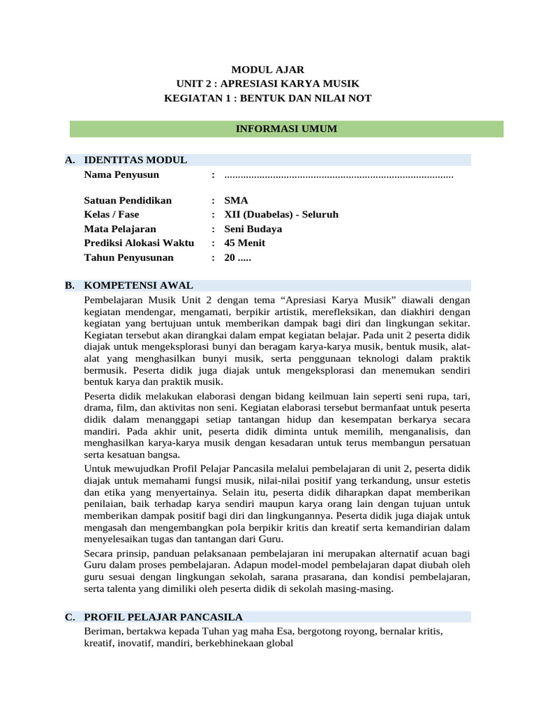 Contoh Modul Ajar | PDF