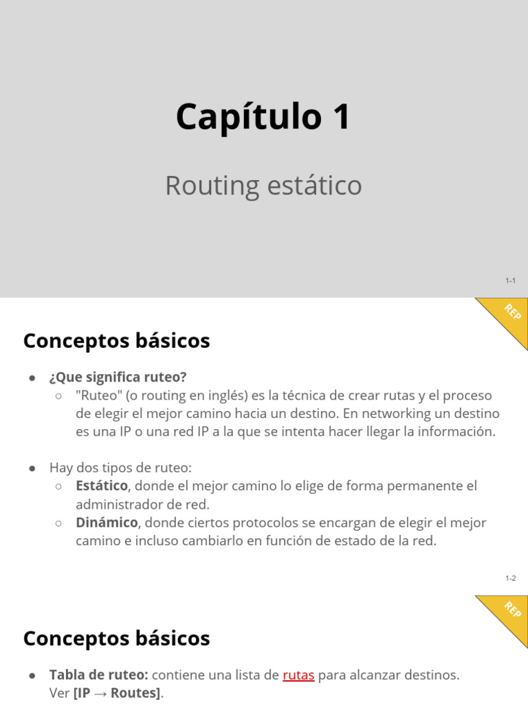 Introducción al Routing Estático | PDF | Protocolos de internet | Enrutador (Computación)