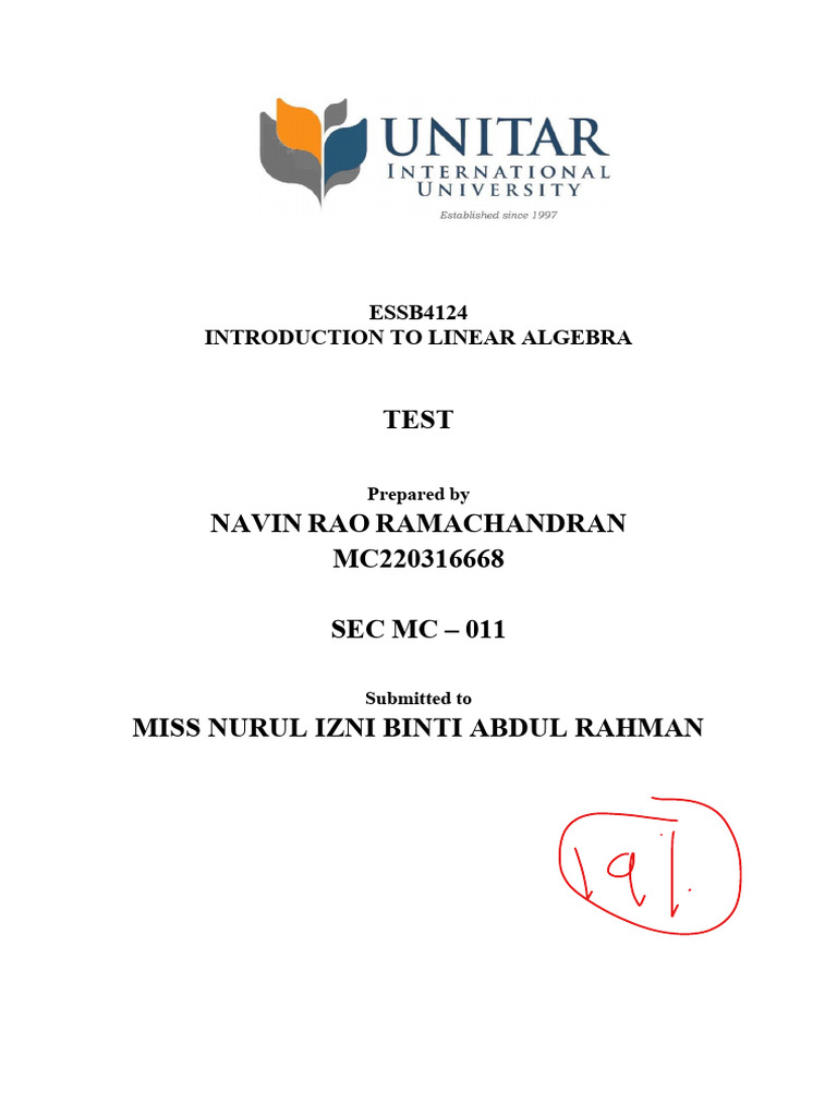 Navin Rao Ramachandran - Test | PDF