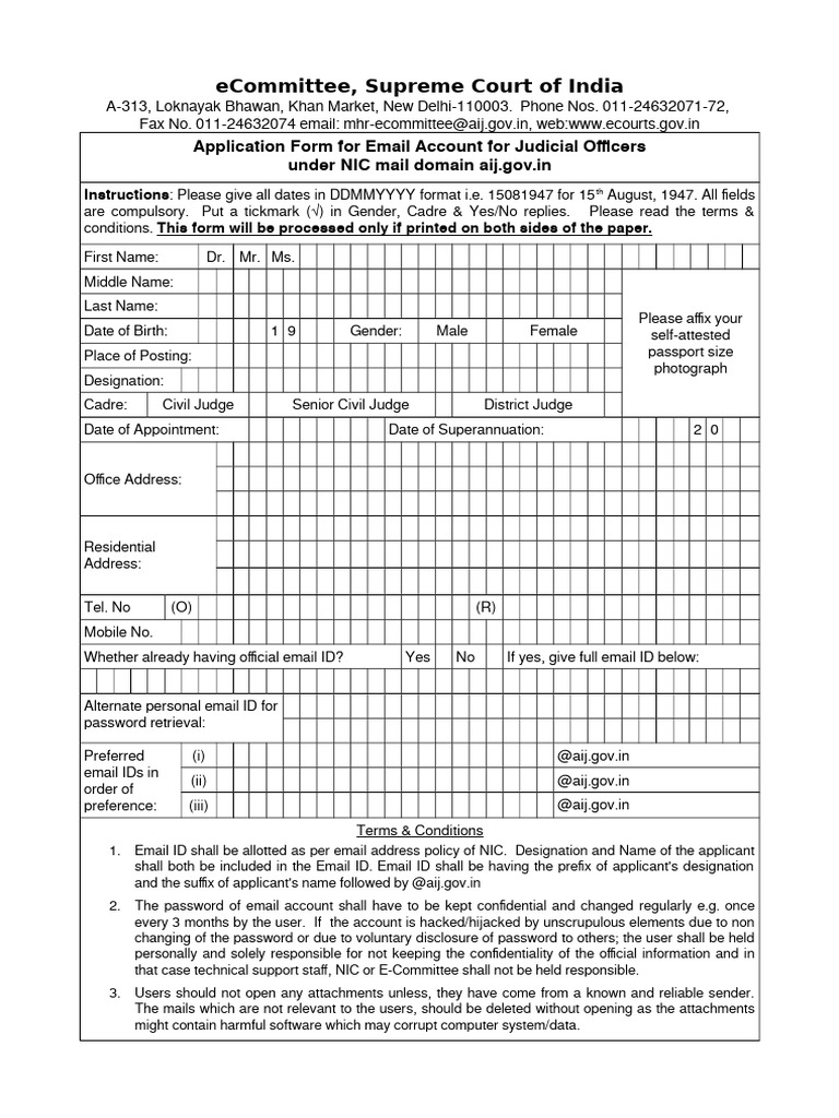 Email Account Application for Judicial Officers | PDF | Internet ...
