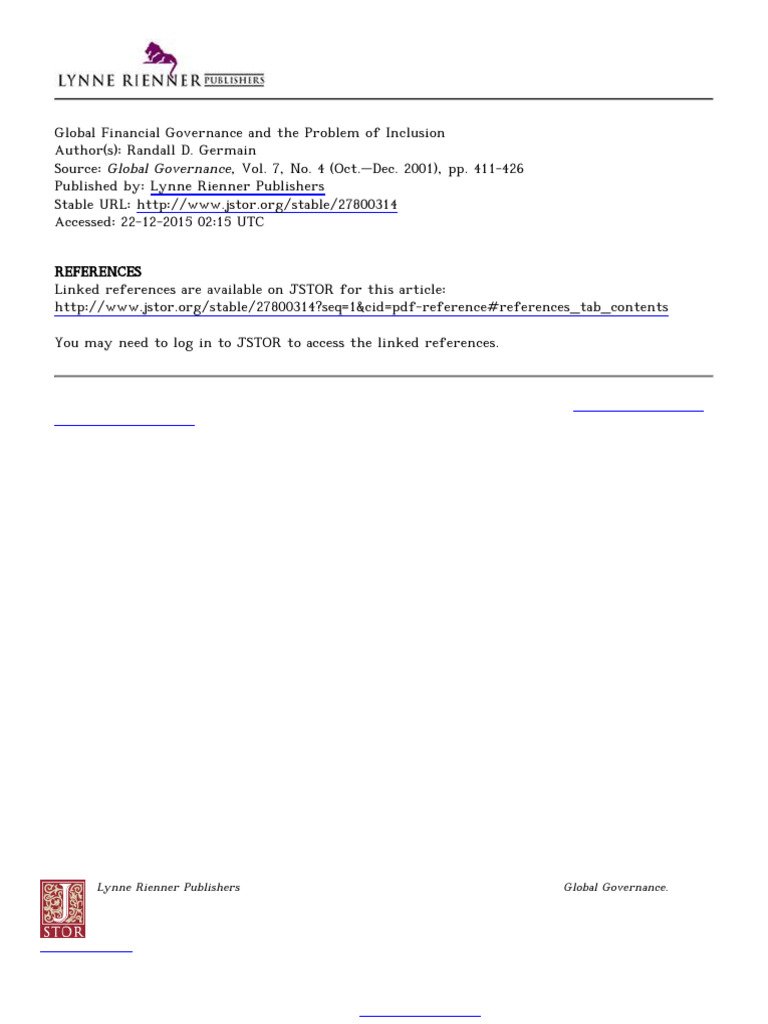 Global Financial Governance and The Problem of Inclusion | PDF ...
