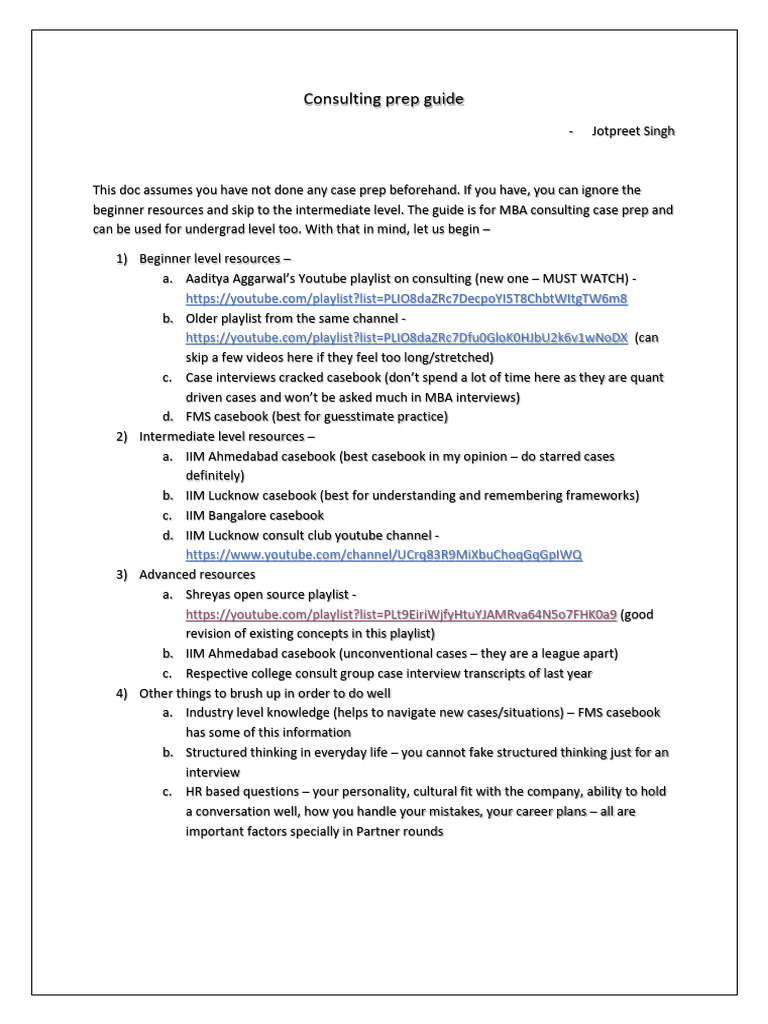MBA Consulting Case Prep Guide | PDF