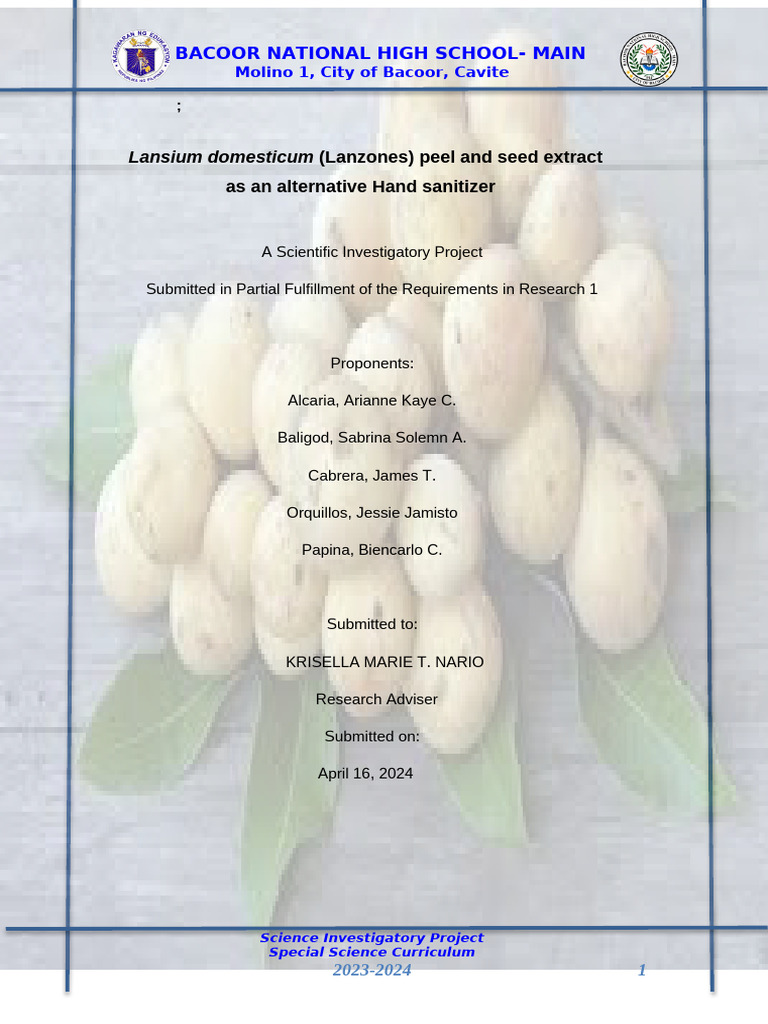 3 Lansium Domesticum Lanzones Peel and Seed Extract As An Alternative ...