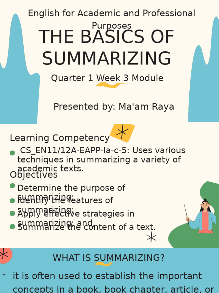 M3-The Basics of Summarizing | PDF | Human Communication | Cognitive Science