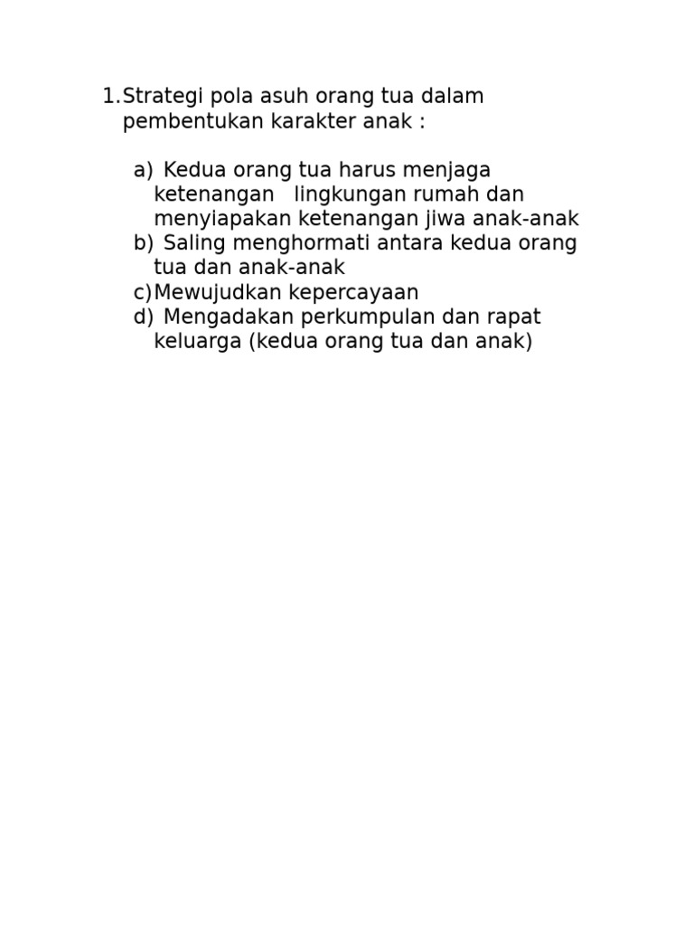 Strategi Pola Asuh Orang Tua Dalam Pembentukan Karakter Anak | PDF