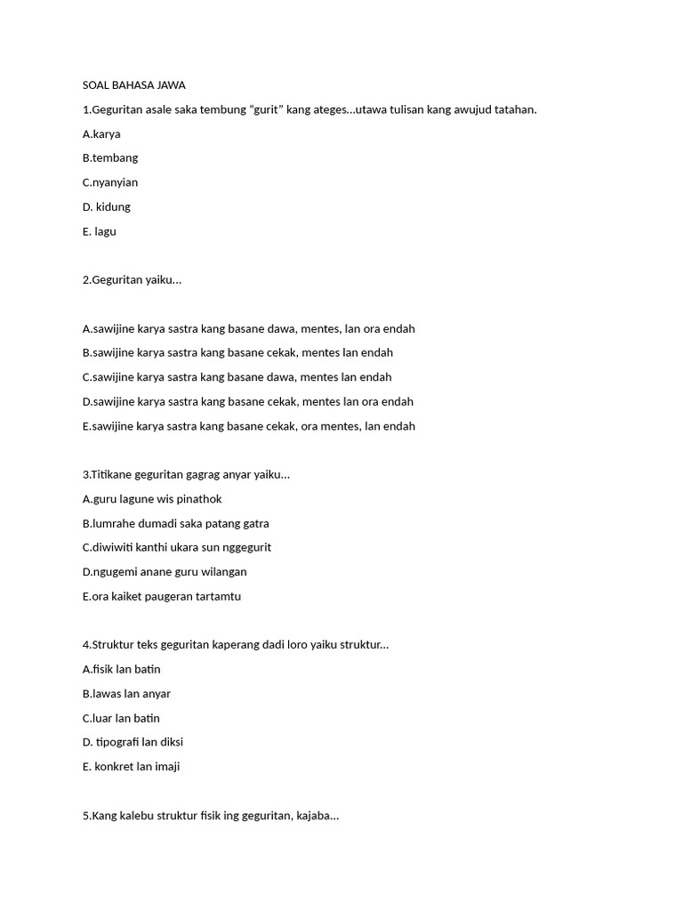 Soal Bahasa Jawa | PDF