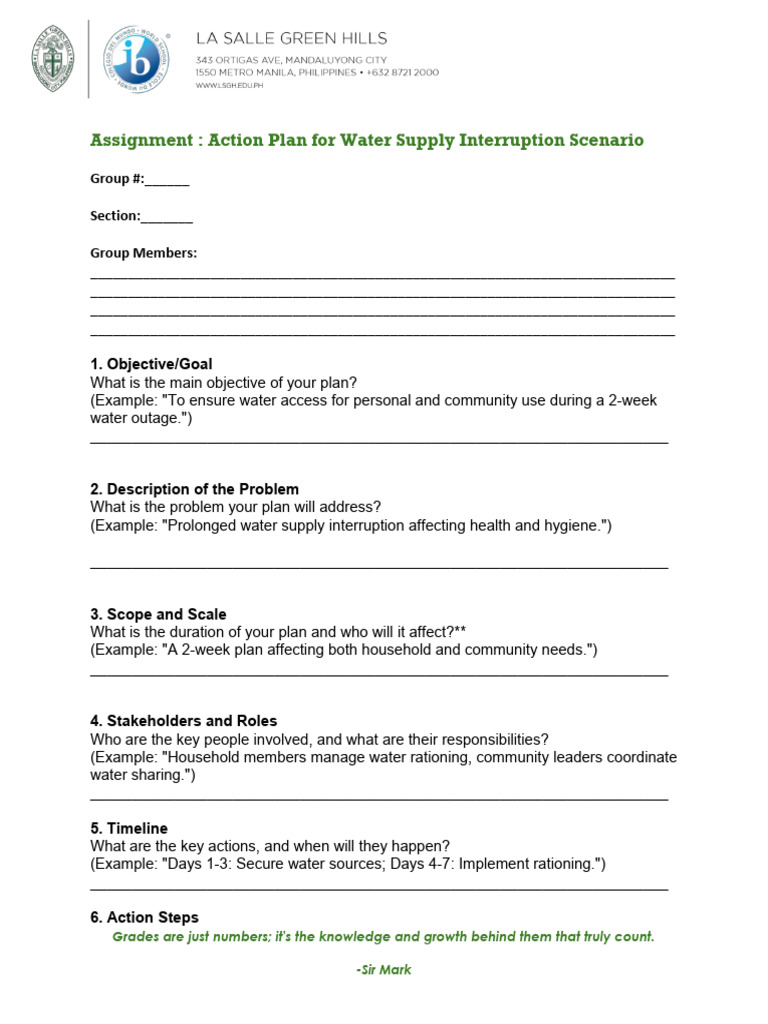 Action Plan For Water Supply Interruption Scenario | PDF | Risk | Risk ...