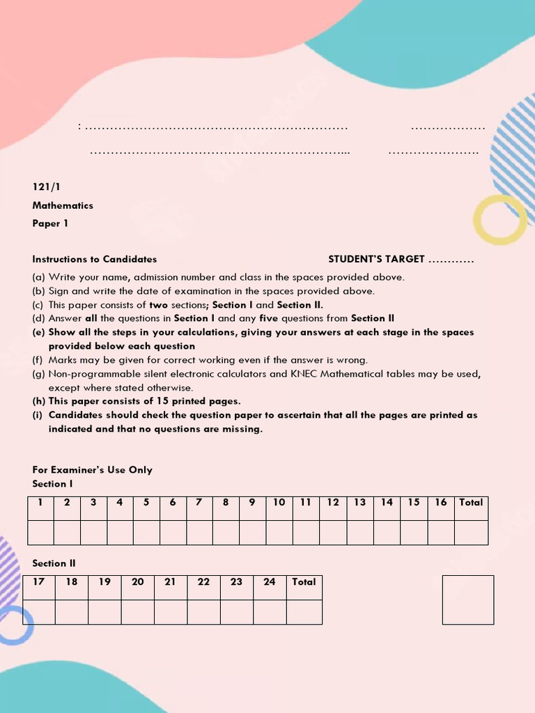Hawai Math Pp1 Qs Post-Mock - Set 01 | PDF | Area | Euclidean Geometry
