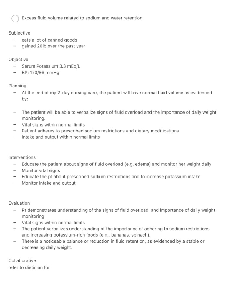 Fluid Volume Management in Nursing Care | PDF