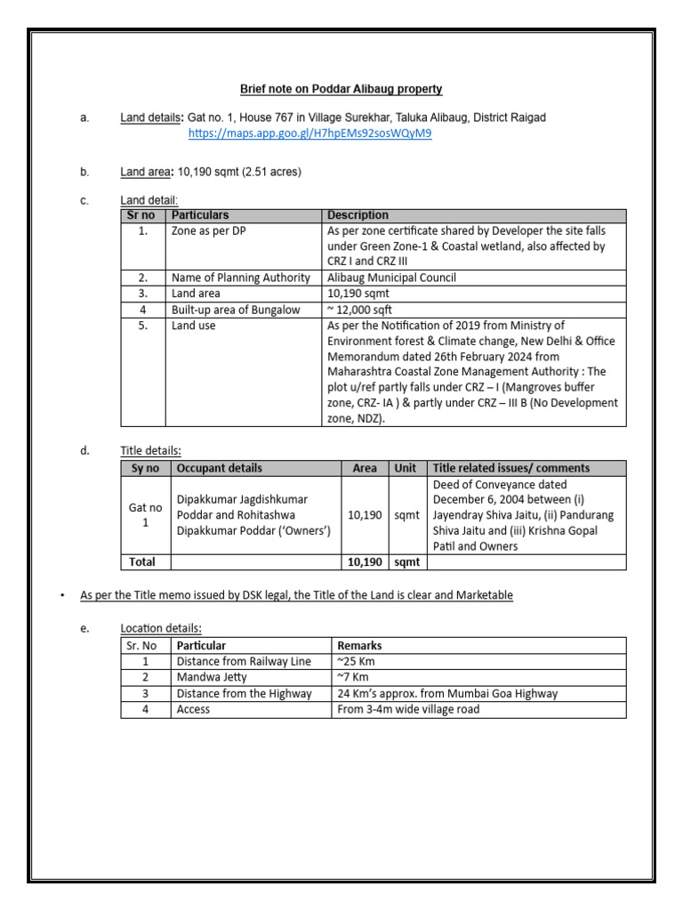 Alibaug Bungalow Details v4 | PDF