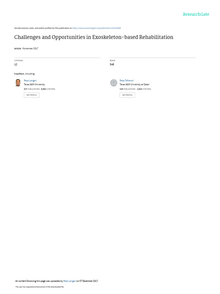 Challenges and Opportunities in Exoskeleton-Based | PDF | Physical ...