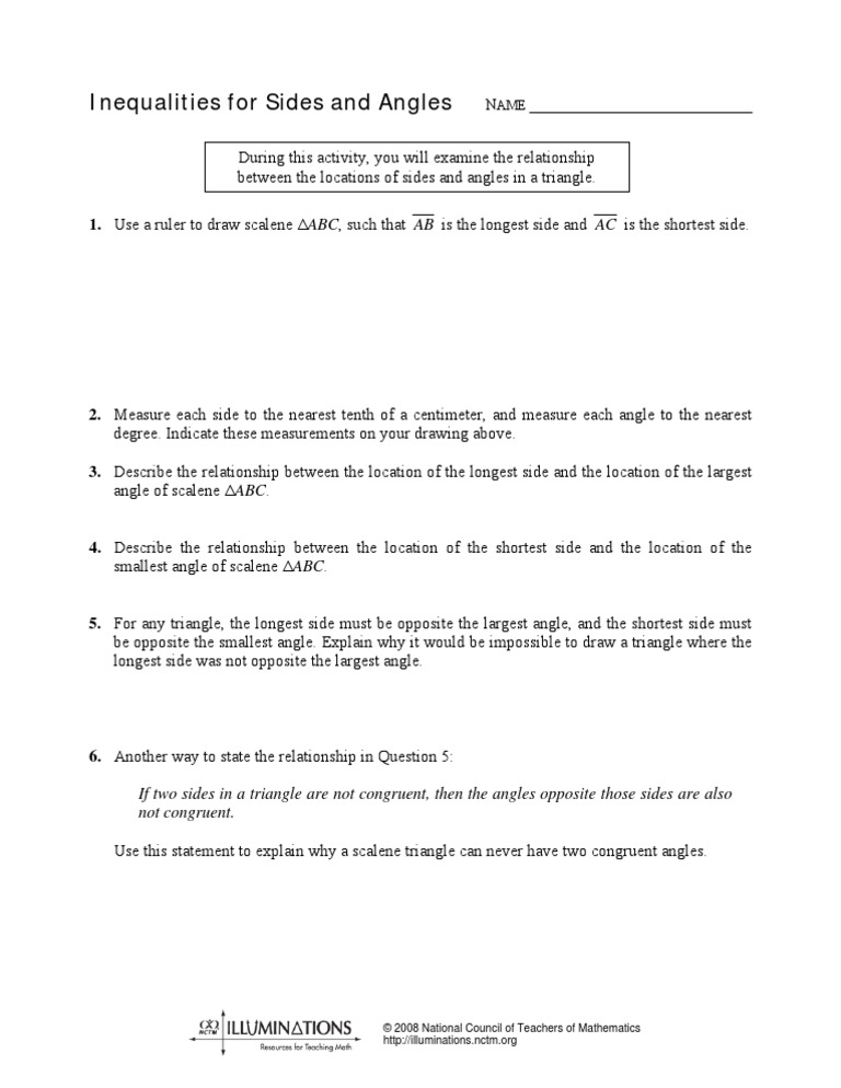 Sides and Angles WS | PDF