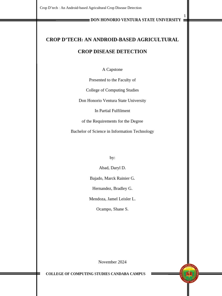 Crop Dtech An Android Based Agricultural Crop Disease Detection For