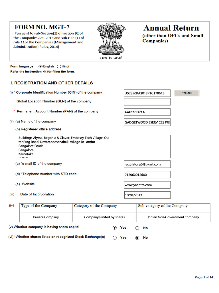 Gepl Form MGT 7 Fy 21 22merged | PDF