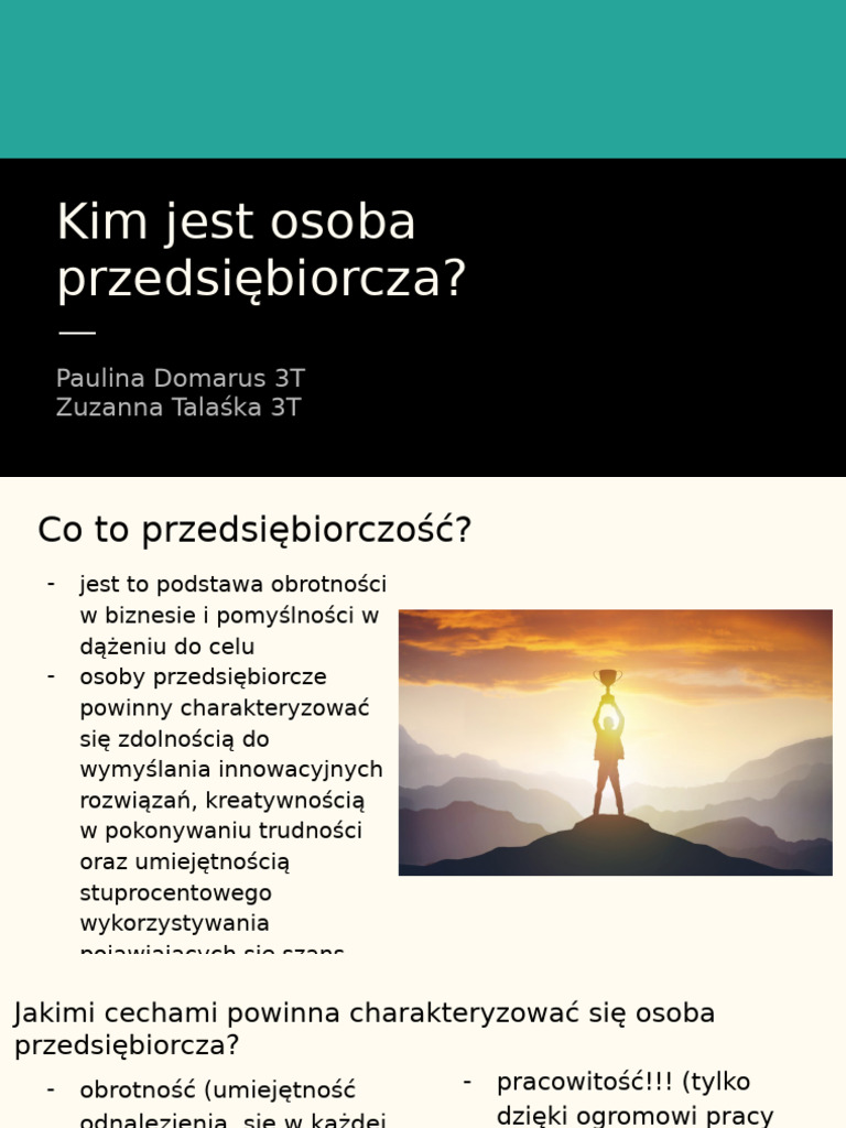 Kim Jest Osoba Przedsiębiorcza | PDF