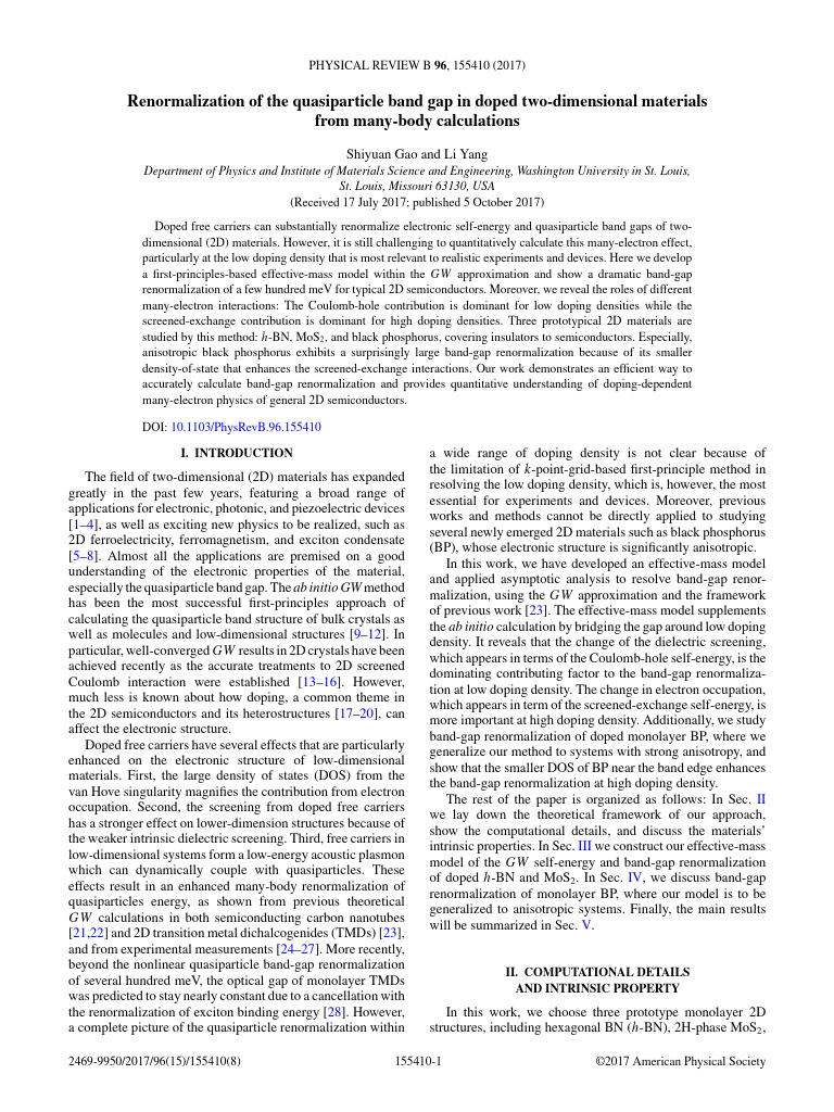Band-gap-renormalization | PDF | Band Gap | Doping (Semiconductor)