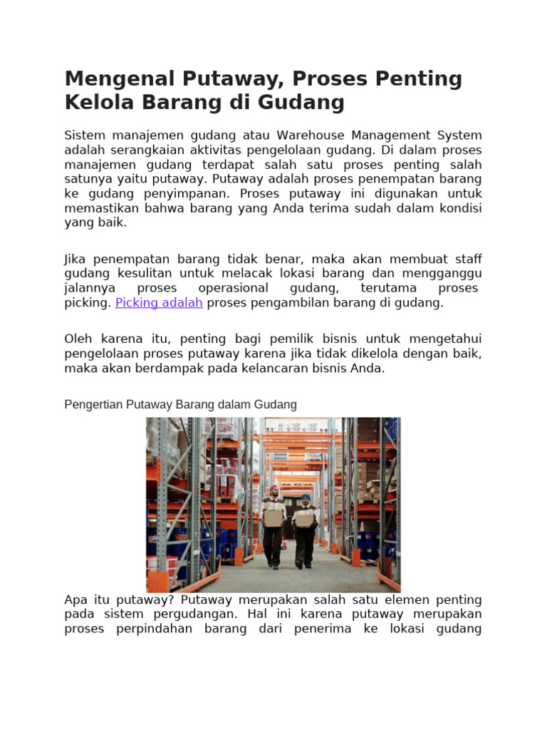 Optimalkan Putaway di Gudang Anda | PDF