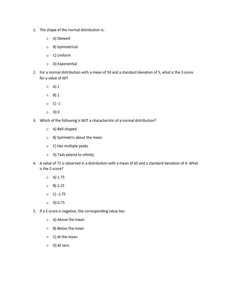 Review Questions Pdf Standard Deviation Normal Distribution