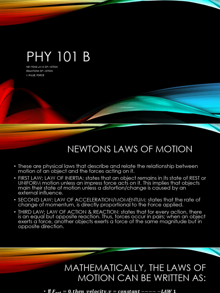 newton law of motion | PDF | Force | Newton's Laws Of Motion