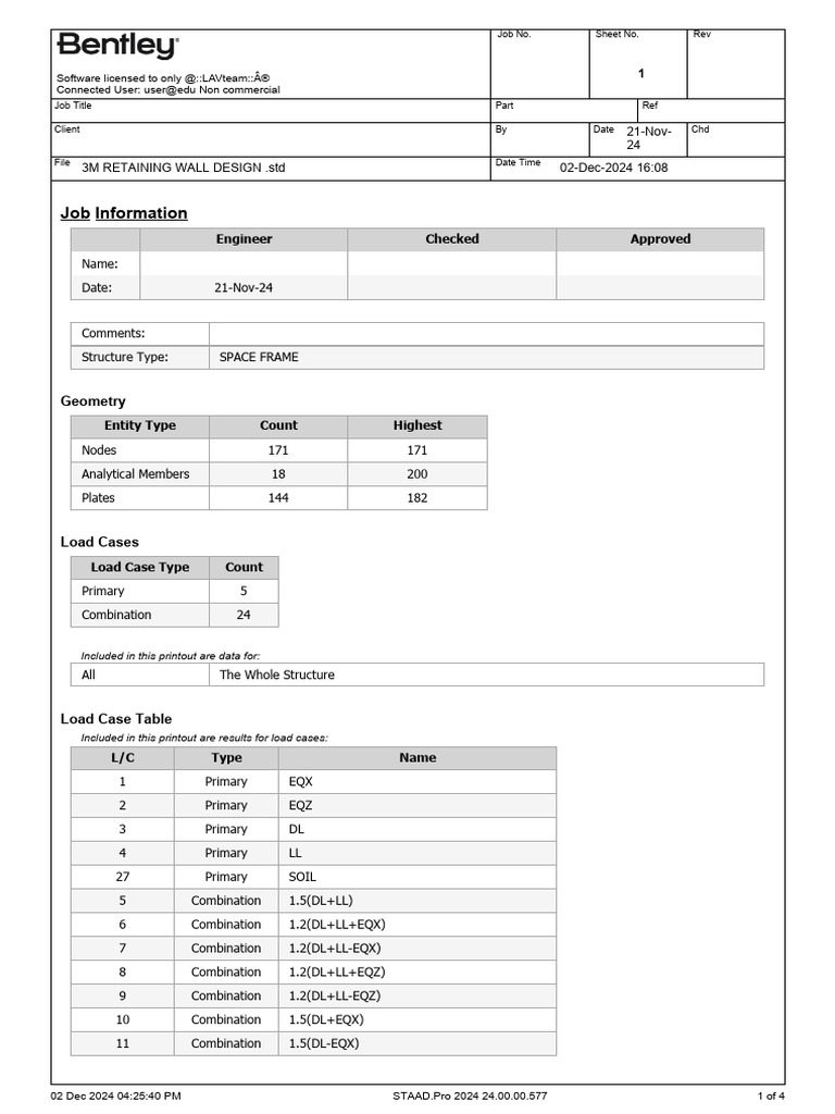 Retaining Wall Staad Report | PDF | Mechanics