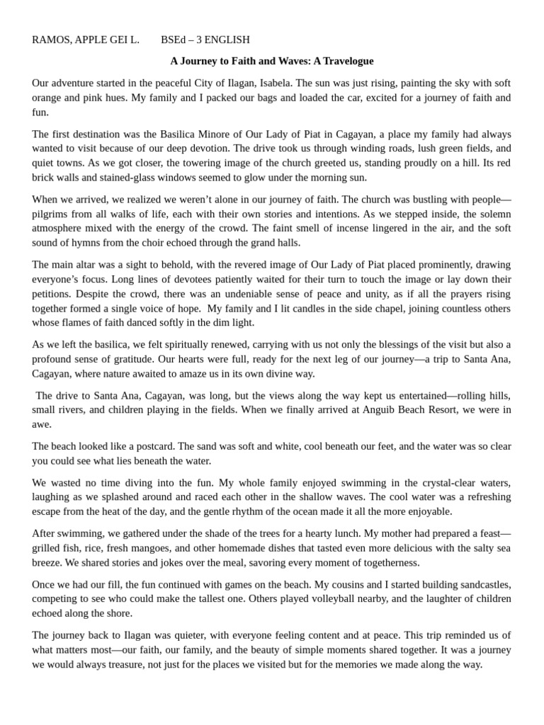 Travelogue - Ramos, Apple Gei L. | PDF