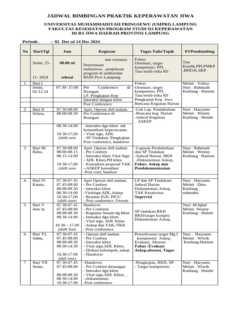 JADWAL BIM CI RSJ Utk Muh Des 24 | PDF