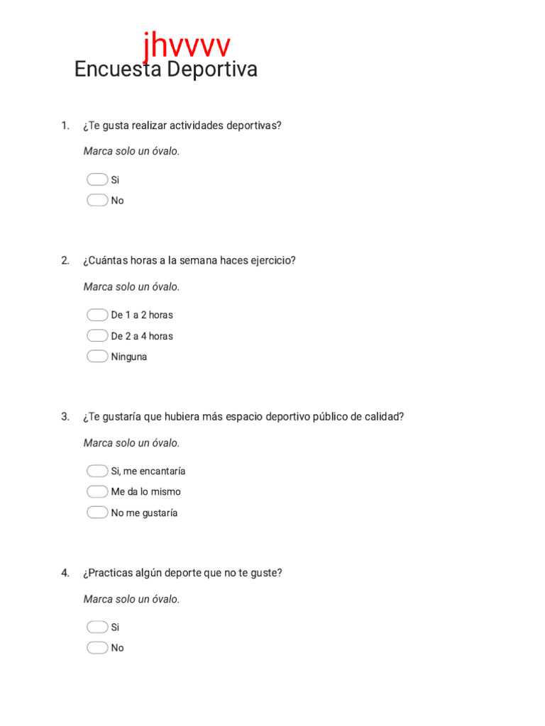 Encuesta sobre Actividades Deportivas | PDF