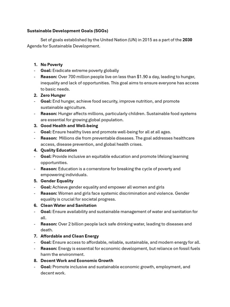 Overview of Sustainable Development Goals | PDF | Sustainability ...