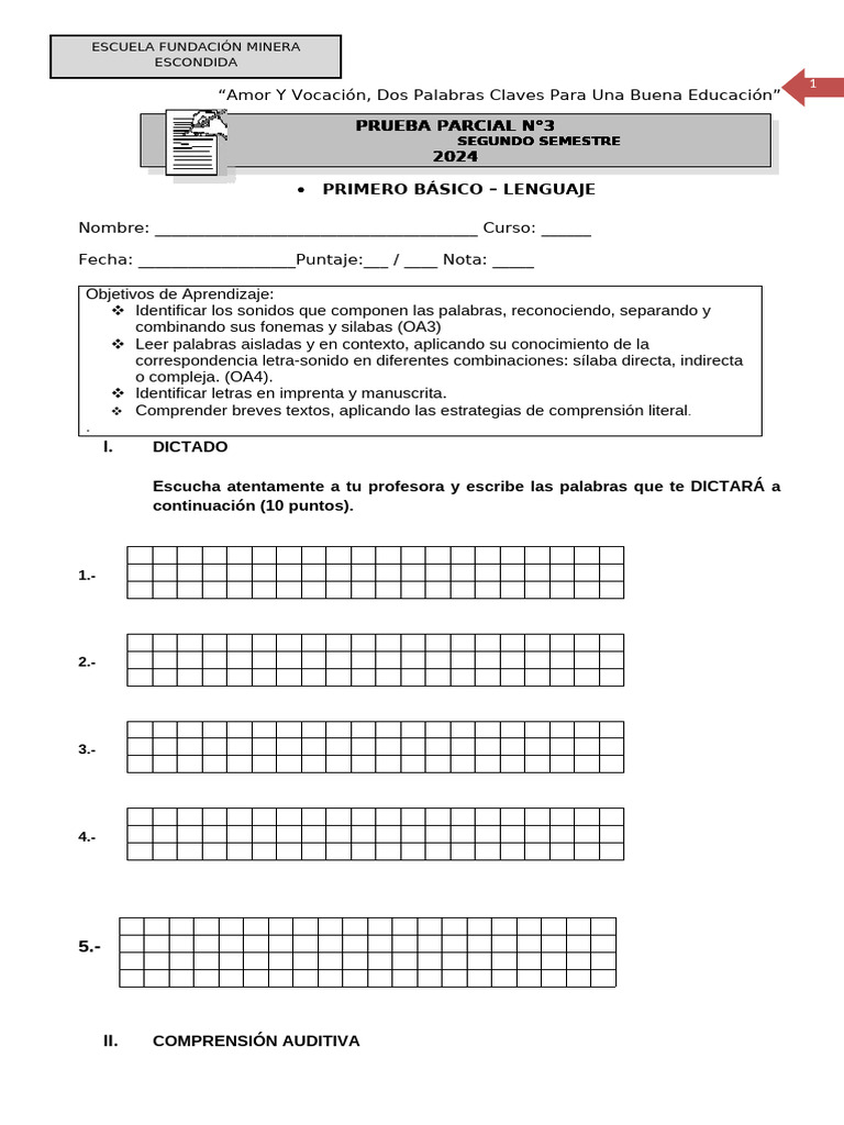 EVALUACION-DE-LENGUAJE-1-letras-MPSTLFLL | PDF