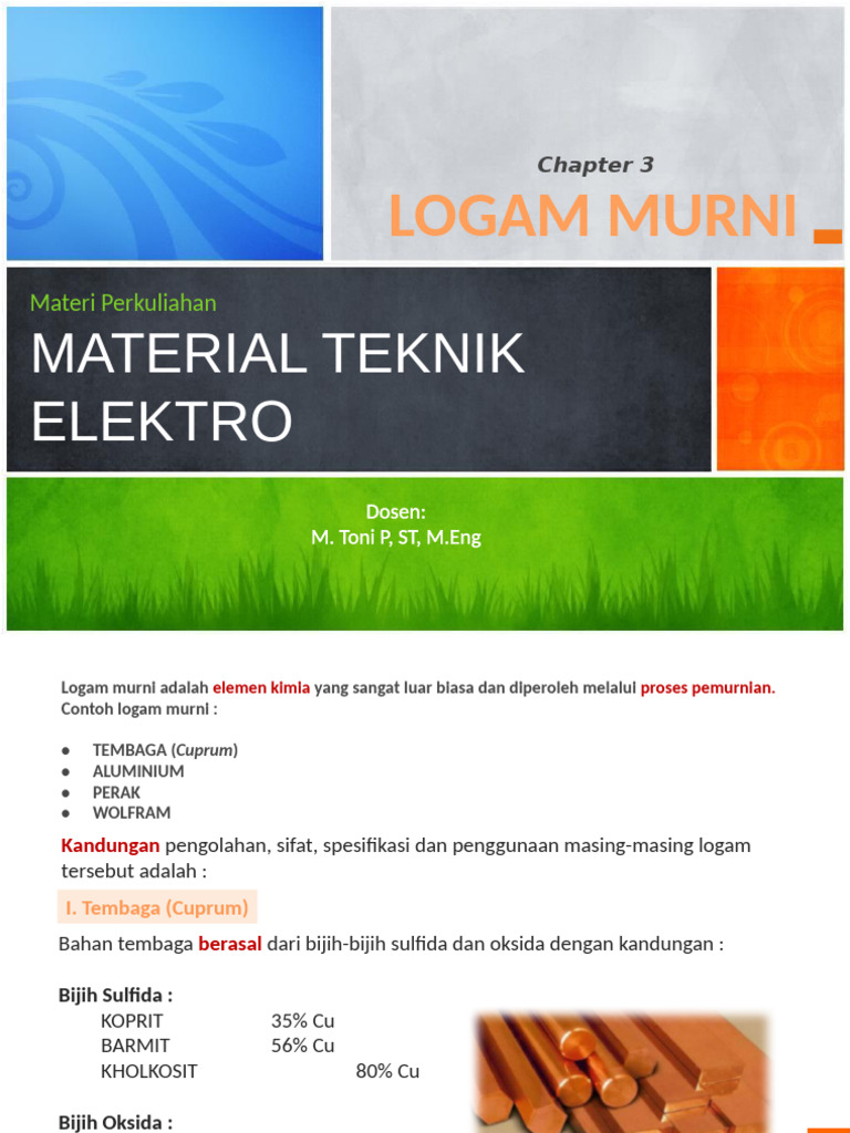 Pemurnian dan Sifat Logam Murni | PDF