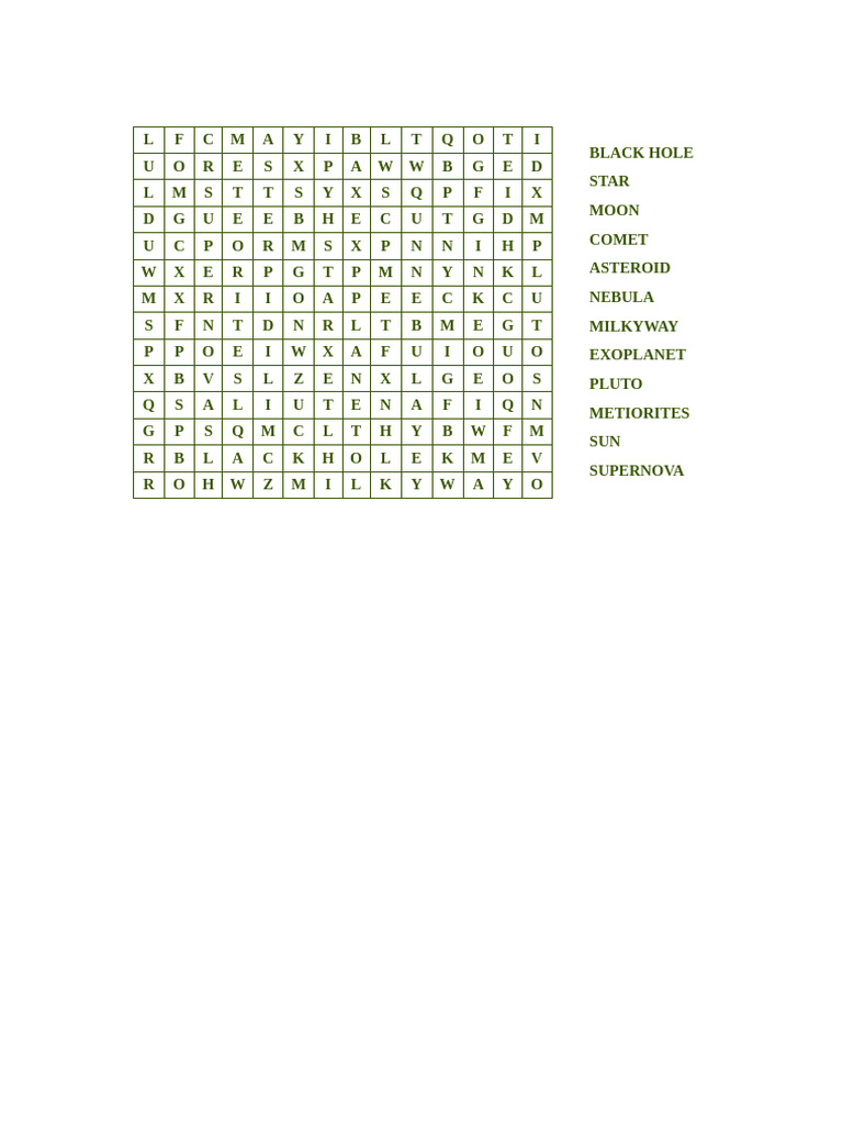 Celestial Wordsearch | PDF