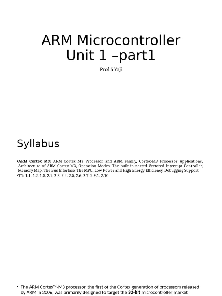 ARM MCU Unit1 Part 1 | PDF | Microcontroller | Central Processing Unit
